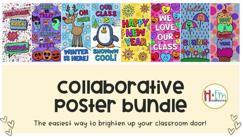 Collaborative Coloring Poster Activity Bundle Holiday Class Door Decoration
