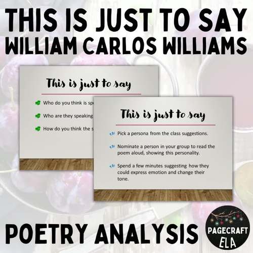 EDITABLE Analysis PowerPoint | This is Just To Say | William Carlos ...