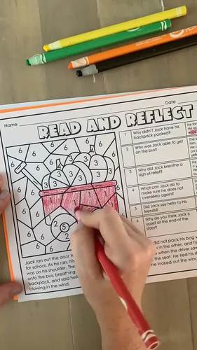 Fall Coloring Sheets Pages Color by Code Number November Autumn Reading