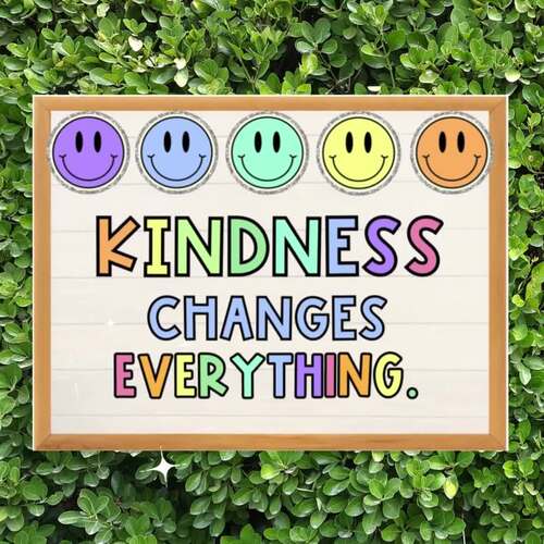 Rainbow Pastel & Trendy Boho KINDNESS Bulletin Board Kit BUNDLE (2-in-1)