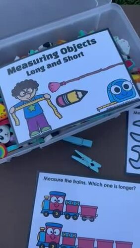 Measuring Objects Short and Long Math Task Cards | TPT