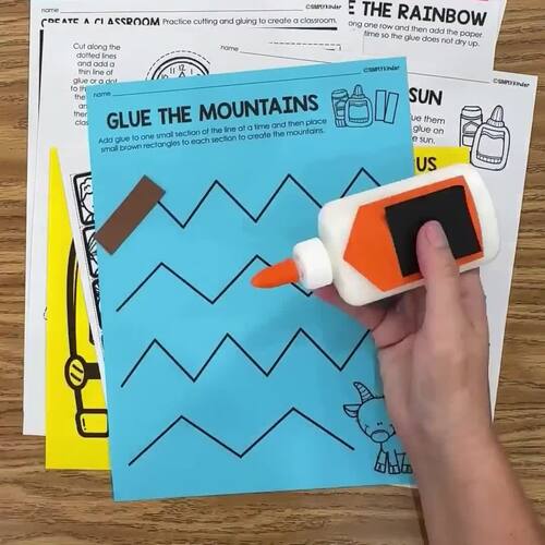 Glue Stick Practice Worksheets & Activities Kindergarten, Fine Motor ...