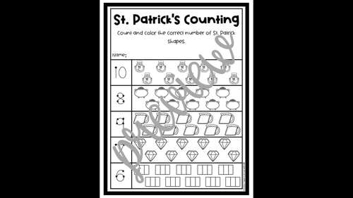 St. Patrick's Day NO PREP Counting Sets Count and Color Worksheets 6-10