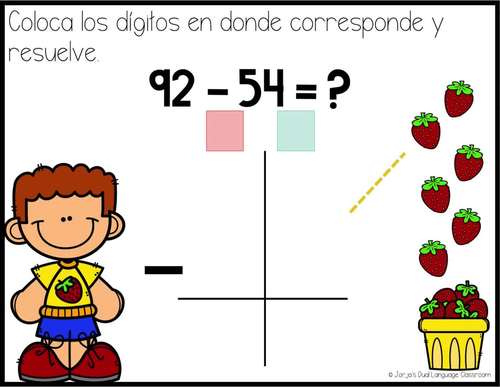 Restas DIGITAL Subtraction in Spanish 2nd grade Digital Activities Seesaw