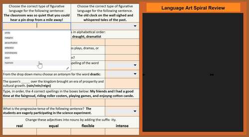 NO PREP - Spiral Language Art Review for 4th/5th Grades - Forest Wolf