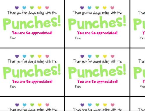 Sour Punch Teacher (Staff) Appreciation Gift Tag- Thank you for always ...