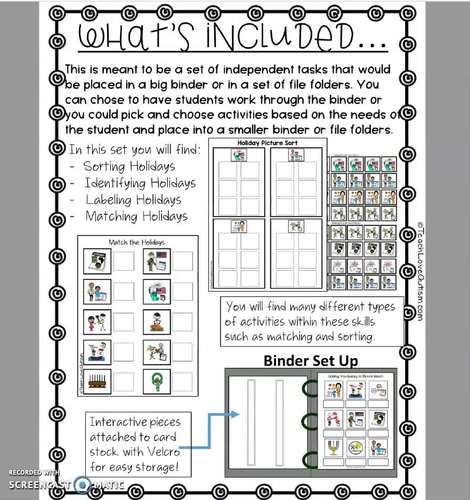 Calendar Independent Work Binder: Holidays by Teach Love Autism | TPT