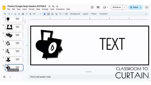 EDITABLE Theatre & Drama Google Keep Headers | Google Slides & Canva ...