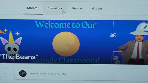 Animated Google Classroom Banner. Mr. Bean, Halloween by Sarah's School