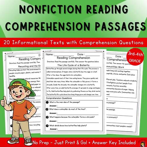 Nonfiction Reading Comprehension Passages with Questions | Grades 3–4 ...