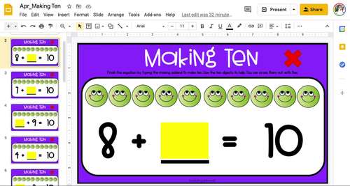 Making 10 Digital Activity for Google Slides™ and Sees by Babbling Abby