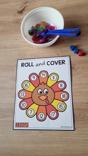 Roll and Cover Turkey Game | Thanksgiving Math Center | 3 Levels