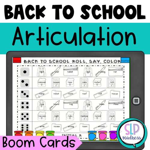 Speech Therapy Boom Cards Back to School Articulation l No Prep Sounds Game