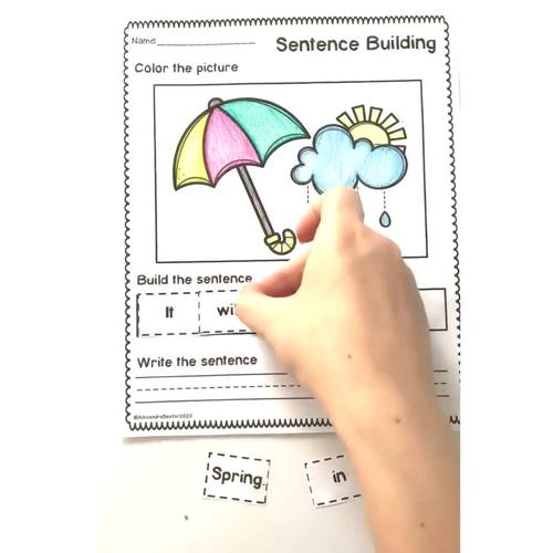 March Sentence Building Scramble Worksheets March Homework 1st Grade