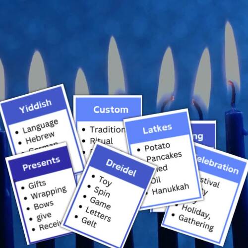 Hanukkah 5 Forbidden Words Game, Jewish Winter Games,Classroom Trivia Games