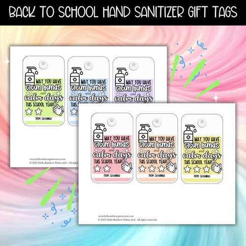 Welcome Back to School Hand Sanitizer Teacher Staff Appreciation Gift Tag