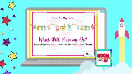 Mothers Day BOOM CARDS Speech Therapy escape room social inference ...