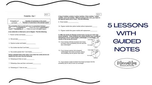 Probability & Stats Notes & Wks Bundle - 5 lessons by Marisa May Education
