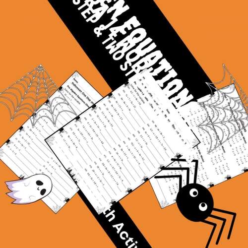 Halloween Math Activity Solve One Step and Two Steps Equations 14 ...