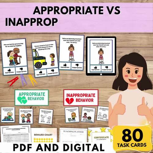 Appropriate Vs Inappropriate Behaviors Task Cards Expected vs ...