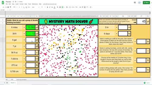 Cinco de Mayo - Measurement - 5th Grade - Digital Math Activity - Pixel Art