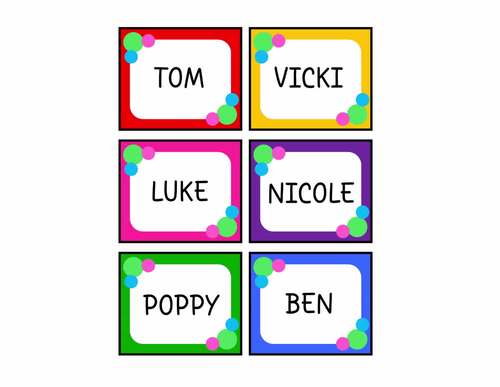 Polka Dots Name Plates, Book Bin Labels, Editable Cubby Labels, Name Cards
