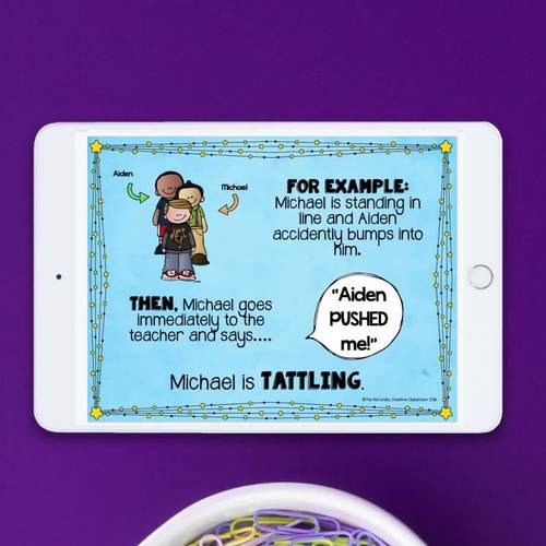 Telling vs. Tattling SEL Lesson Social Story & Discussion Slides