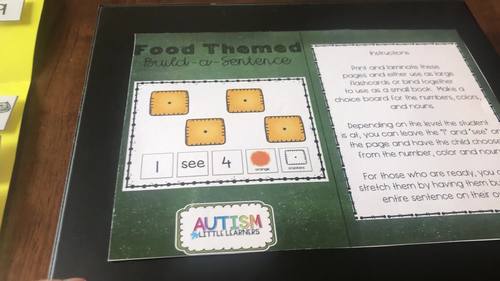 Food Themed Build-A-Sentence by Autism Little Learners | TPT