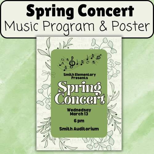 Spring Concert Program and Poster, Band Choir Orchestra Elementary ...