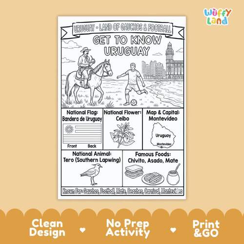 Uruguay Country Study | Geography Coloring Page Activity | South ...
