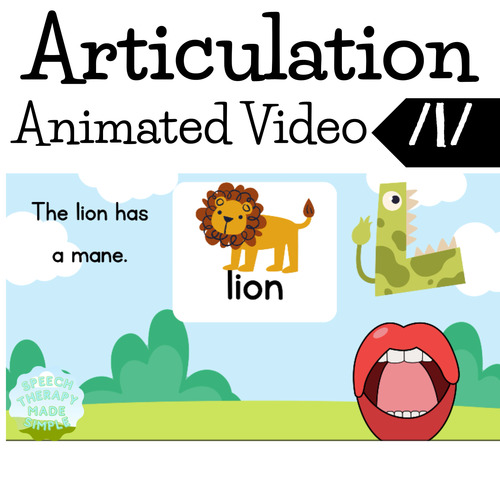 Articulation Video L Sound/ Speech Therapy/ Articulation Handout Included