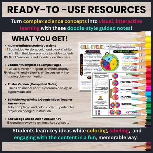 Cell Cycle and Mitosis Doodle |Biology Guided Notes Worksheet ...