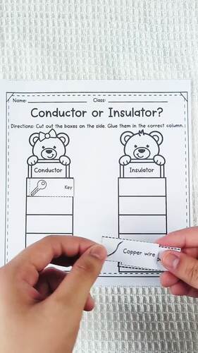 Electricity: Conductor and Insulator – Cut and Paste Sorting Activity