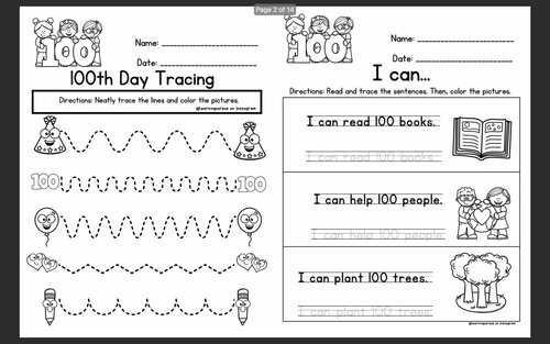 100th Day of School Worksheets Math + Literacy PreK, Kindergarten ...