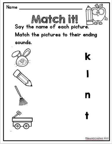 Ending Sounds Worksheets by PB and Jelly Creations | TPT