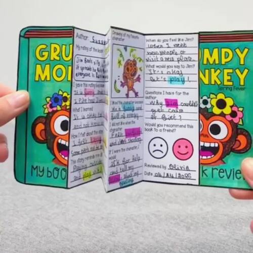 Grumpy Monkey Spring Fever no prep craft Book Review Writing activity ...
