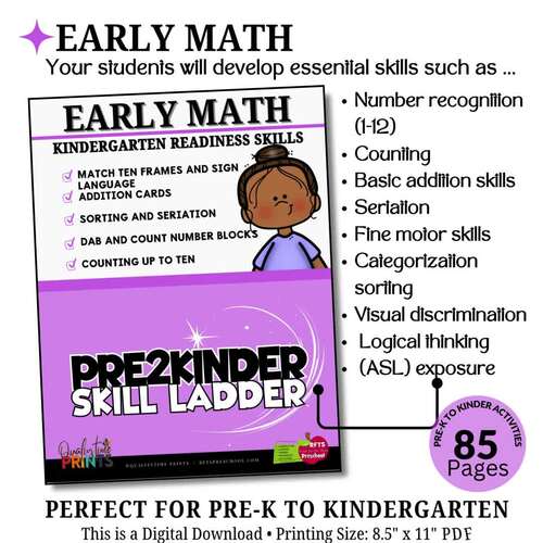 PREK EARLY MATH COUNTING ACTIVITIES SKILLS • PRESCHOOL • PRE-K ...