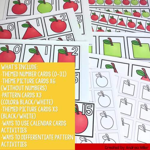 Apple-Themed Calendar Numbers & Patterns | Pre-K, Kinder, Preschool Math