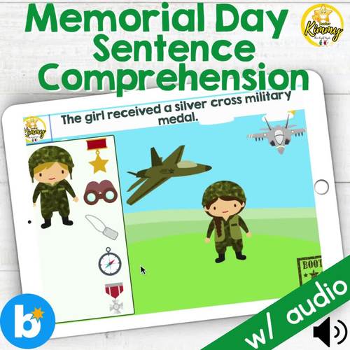 Memorial Day Sentence Comprehension Auditory Comprehension Boom Cards