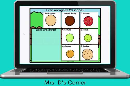 Hamburger 2D Shapes Digital Activity | Distance Learning by Mrs Ds Corner