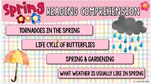 Spring Reading Comprehension | with Digital Spring Activities | TpT