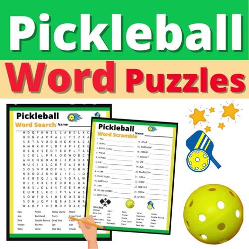 Pickleball Vocabulary Terms Word Search Puzzles Activities No Prep