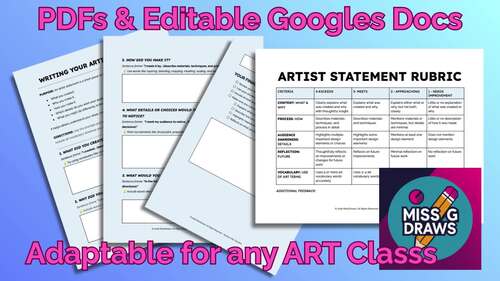 Artist Statement Writing Template + Rubric | Art & Graphic Design