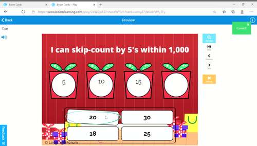 Boom Cards Skip counting by 5s 10s and 100s Distance Learning Christmas
