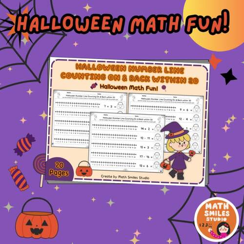 Number Line Counting On & Back within 20 | Halloween Math Fun | 1st-2nd ...