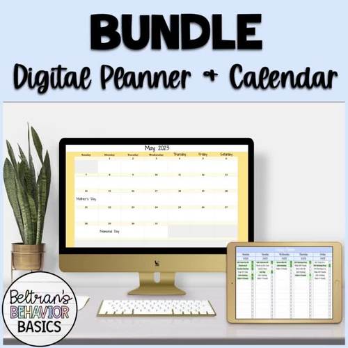 Bundle Digital Planner - Monthly & Weekly Calendar - Teacher Organization