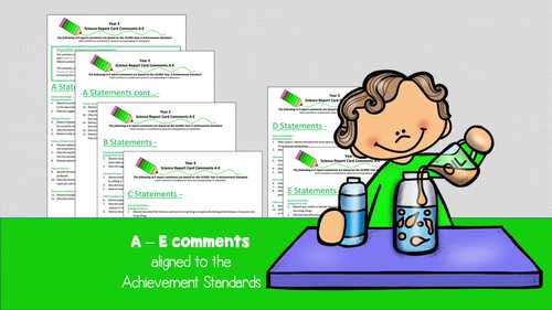 Australian Curriculum Year 3 Science Report Card Comments by Ideacations