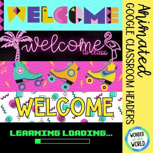 Retro 1980s style animated Google Classroom headers banners | TpT