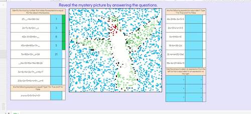 Digital Math Pixel Art Mystery Picture 6th Grade 6.EE.4 - Equivalent ...