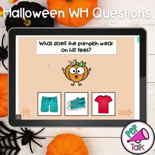 WH Questions Halloween Activity BOOM CARDS by Pep Talk | TPT